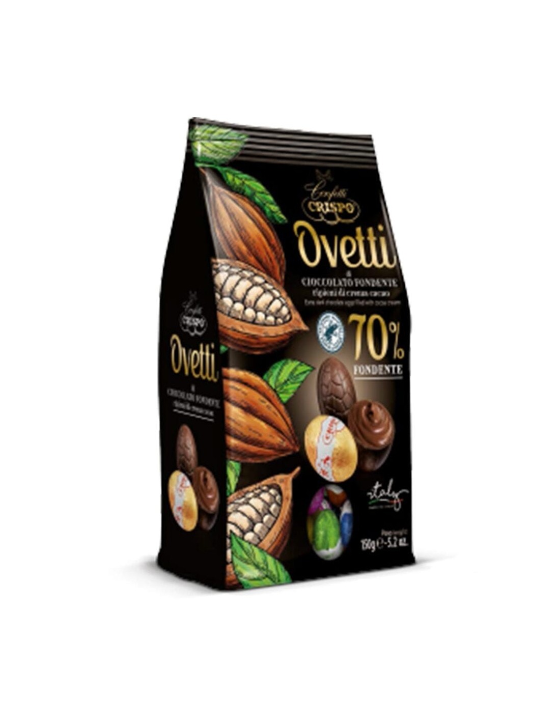 Crispo 70% dark chocolate eggs filled with cocoa cream - 150 gr - Free ...