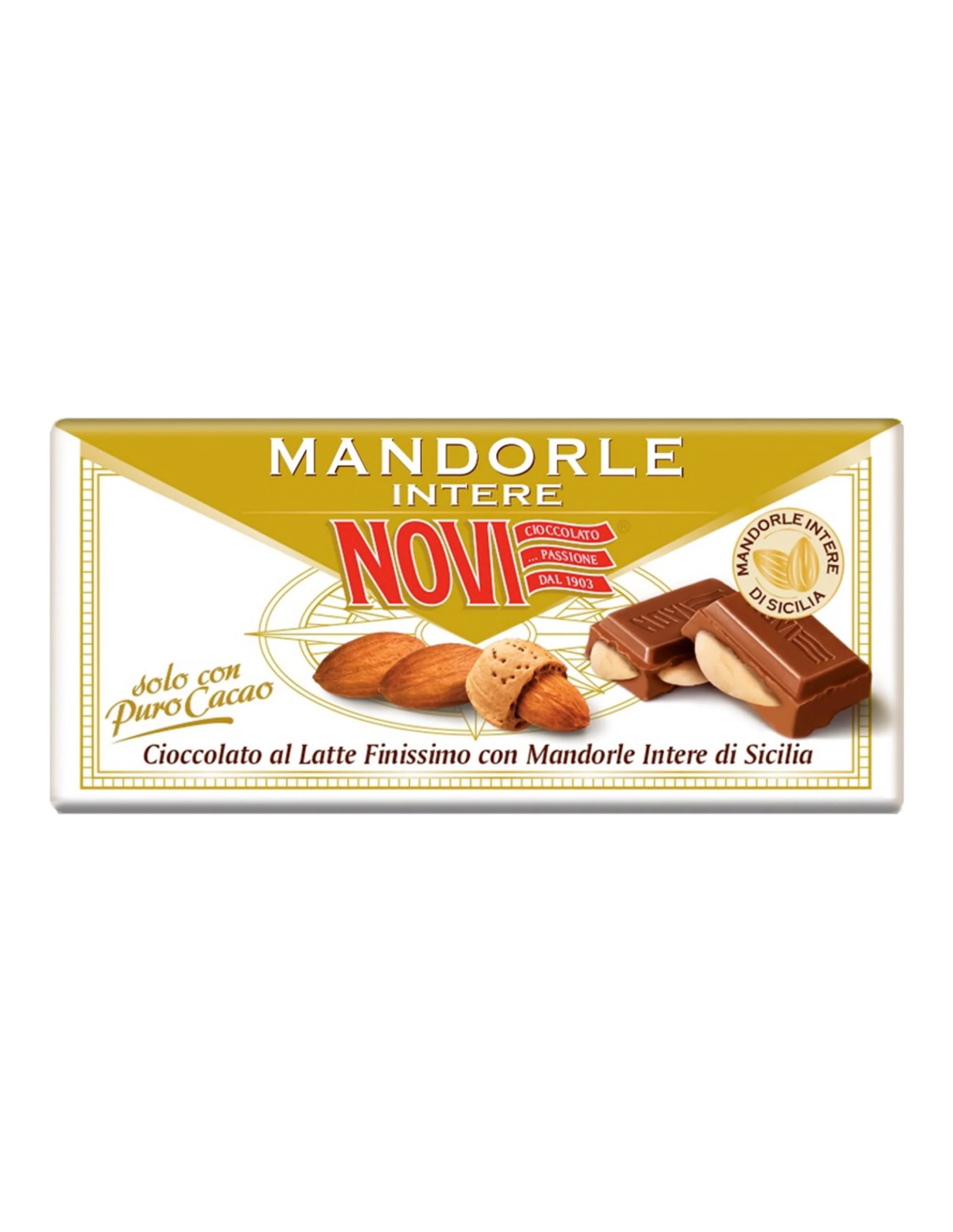 Novi Milk Chocolate Bar with Whole Almonds - 100 g - Free shipping ...