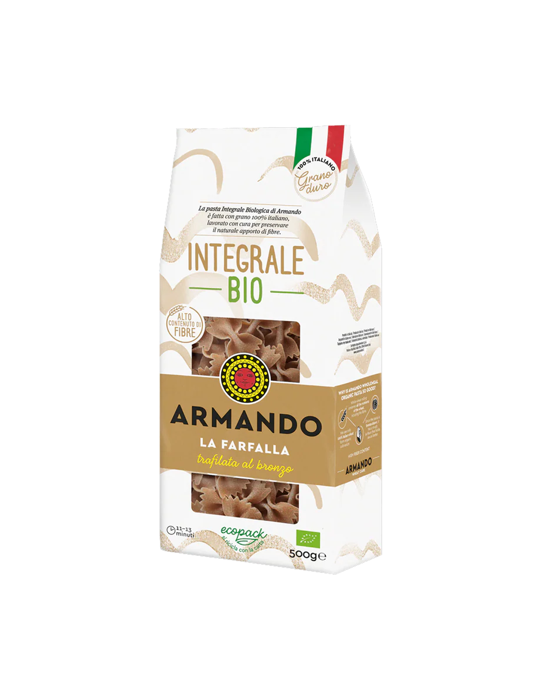 Biologische Volkoren Farfalle Pasta Armando Authentieke Smaak en ...