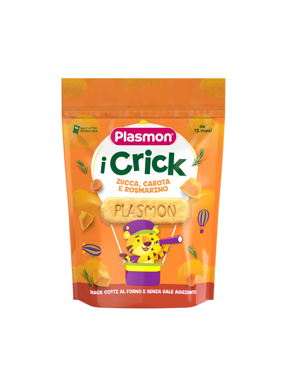 Plasmon Pumpkin Carrot Crackers Healthy, Natural Snack with Rosemary