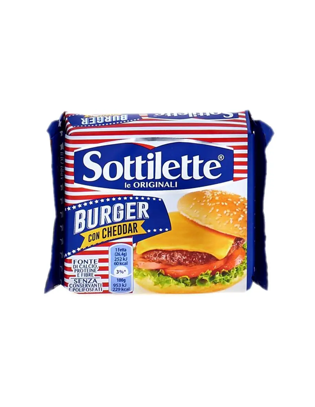 Sottilette Burger Cheddar Kraft Gusto Cremoso per Hamburger Gourmet