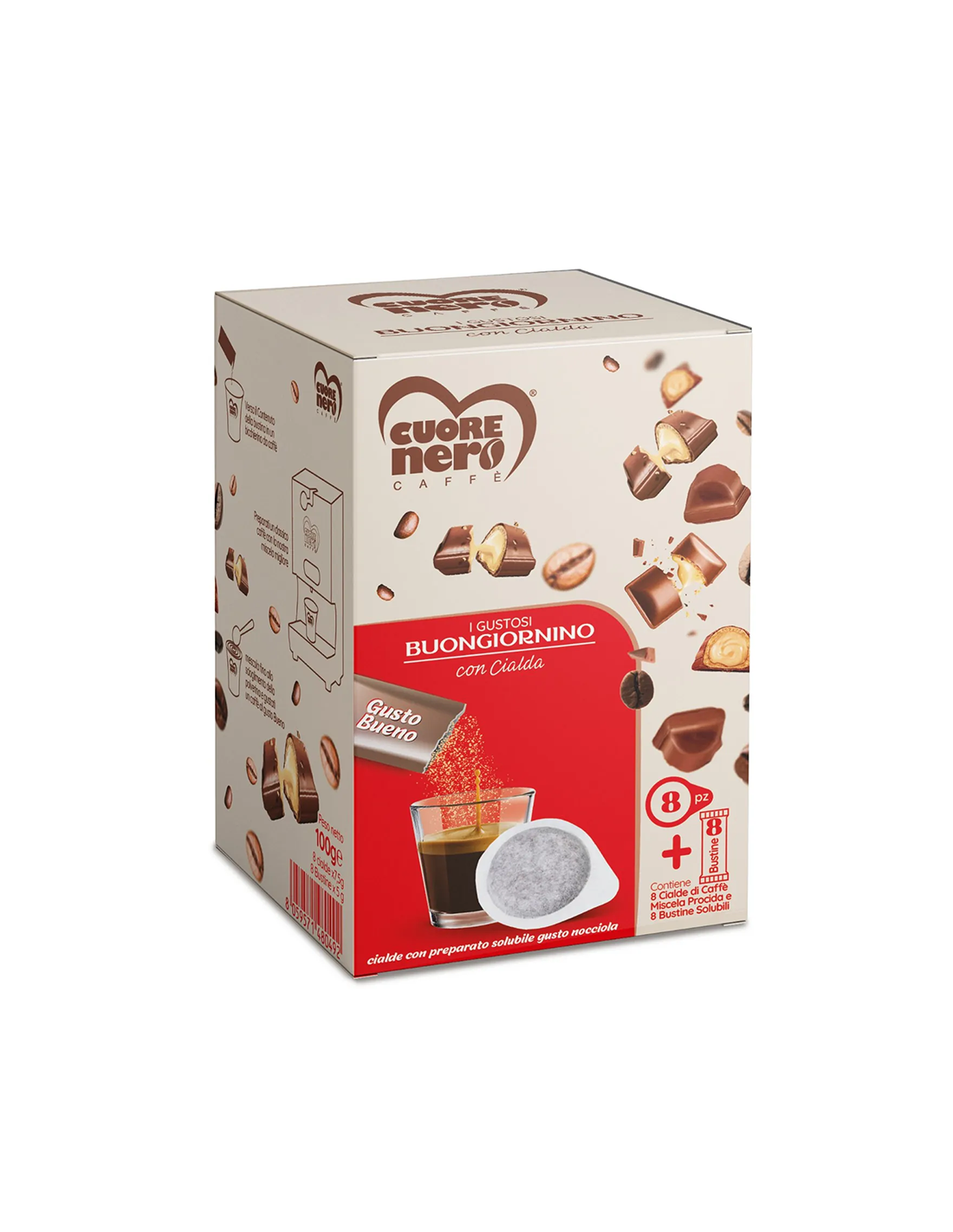 Caffè Nocciola Cuore Nero Sapore Intenso, Praticità e Qualità in Cialde