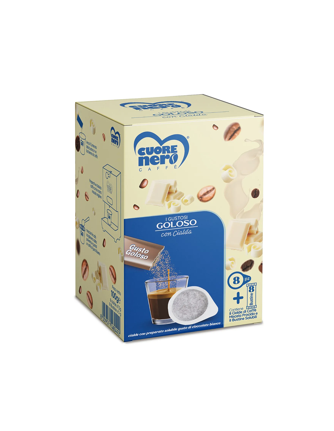Cuore Nero Caffè Cialde Gusto Cioccolato Bianco, Aroma Intenso e Praticità