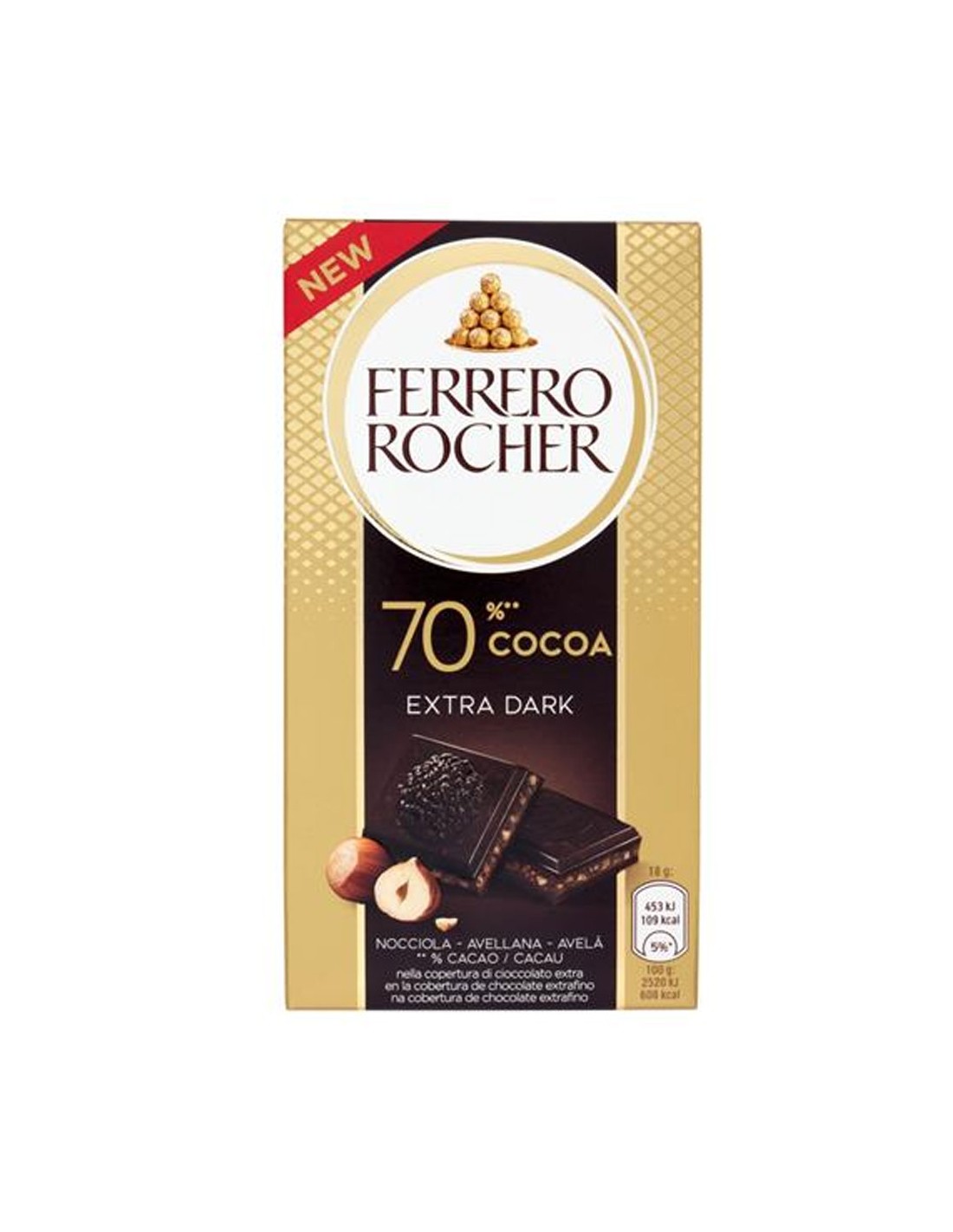 Ferrero Rocher 70 Cocoa Bar Rich Flavor, Smooth Texture Indulgence