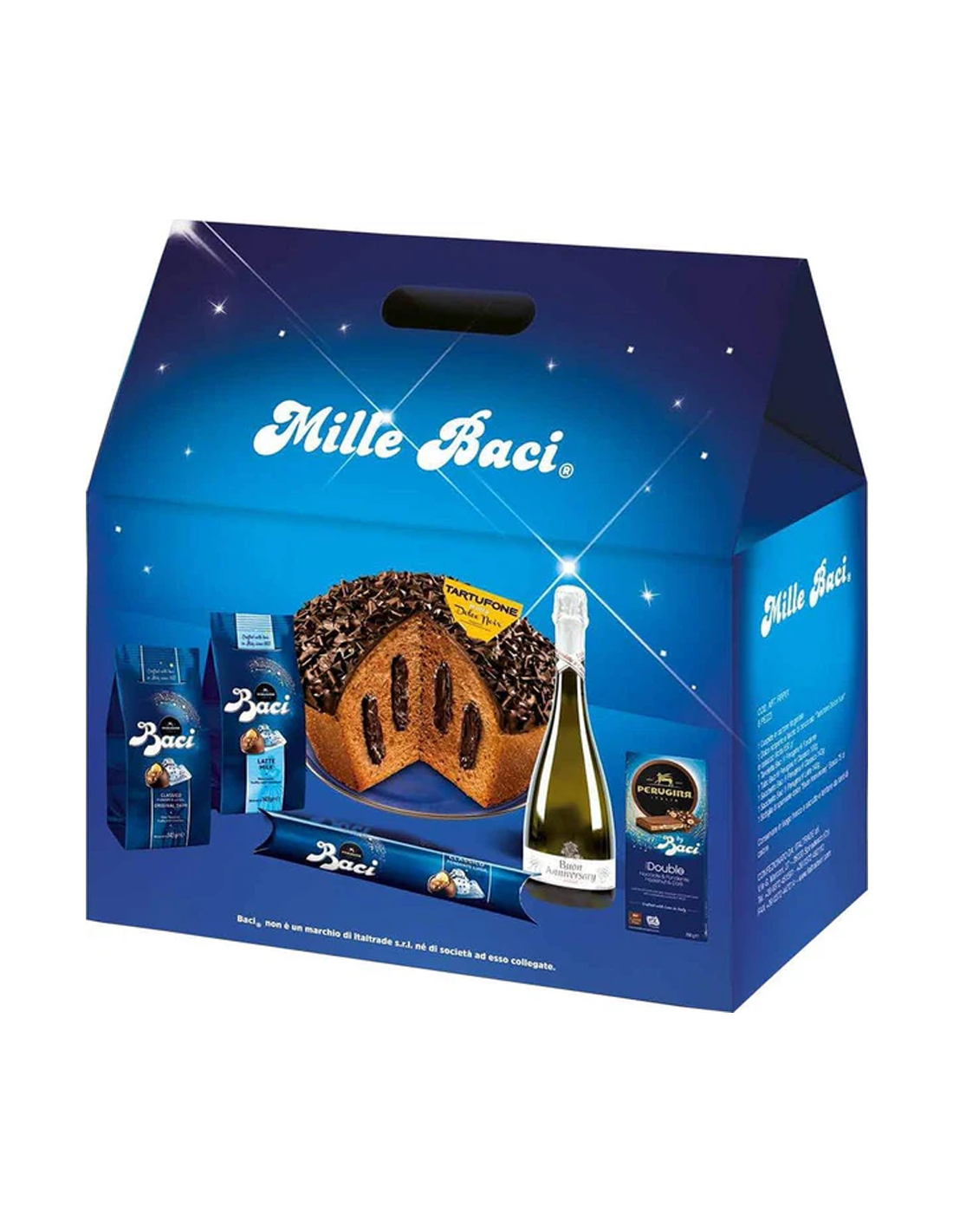 Baci Perugina Mille Auguri Set Pralinen, Schaumwein und Schokoladenkuchen